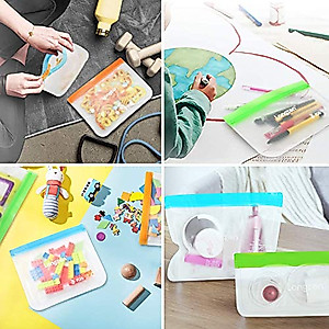 Reusable Storage Bags, longzon【12 Pcs S/M/L】Reusable Sandwich Bags, Reusable Food Ziplock Bags, Small Freezer Large Storage Snack Lunch Plastic Bags, BPA Free, FDA Foodgrade, ecoFriendly Silicone Bags