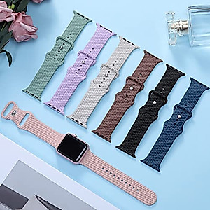 OHOTLOVE Silicone Braided Bands Compatible with Apple Watch Band 38mm 40mm 41mm 42mm 44mm 45mm Women Men, Silicone Braided Design Wristband Strap with iWatch Series 9 8 7 6 5 4 3 SE.Patents Pending h