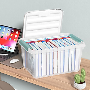 Nicesh 20 L Clear Latch Storage Box, 4 Pack Plastic Latch Storage Bins with Lid