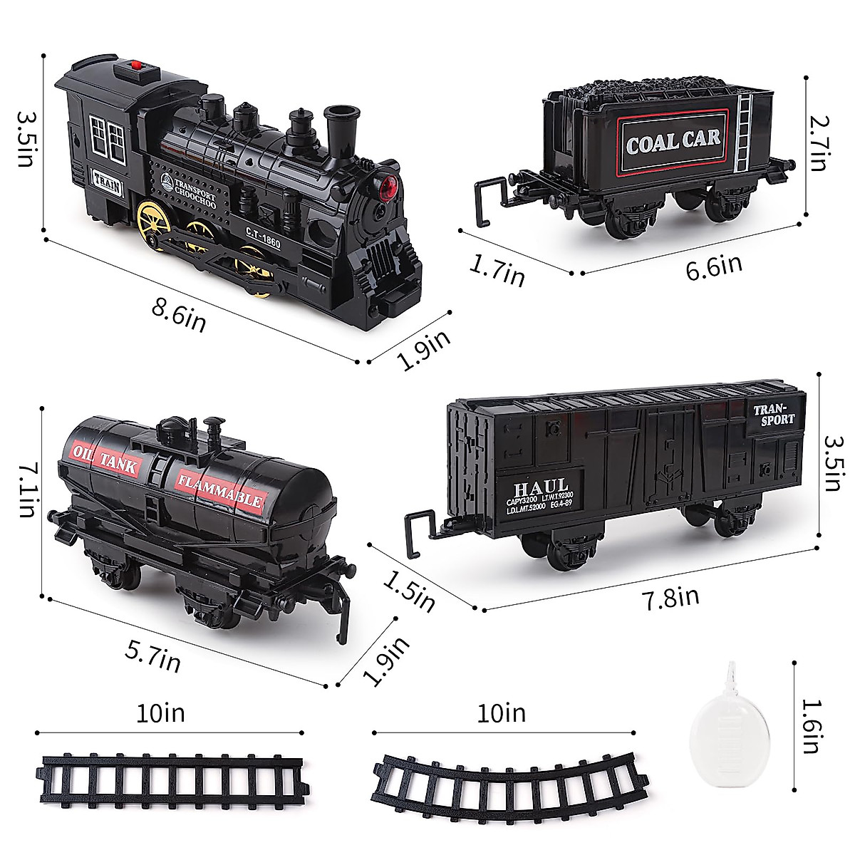 Train Set - Electric Train Toy Gift for Boys Girls,with Railway Kits,Steam Locomotive,Transport Vehicle &Tracks, Light,Smokes & Sound,Christmas Train Gifts for 3 4 5 6 7 8+ Year Old Kids