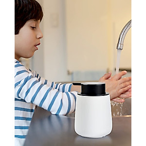 Bosilunlife Liquid Soap Dispenser - 12Oz Lotion Dispenser with Pump Matte White Ceramic Soap Dispenser Bathroom Dish Hand Soap Dispenser for Kitchen Pump Dispenser