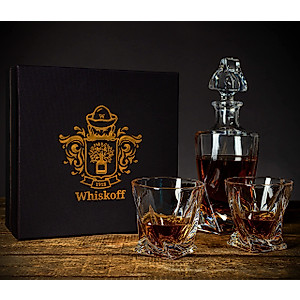 Crystal Whiskey Glasses Set of 4 - Luxury Satin-Lined Gift Box - Old Fashioned Whisky Cocktail Glasses with Rocks, Whisky Glass for Drinking Bourbon, Scotch, Cognac, Highball - Drink glasses