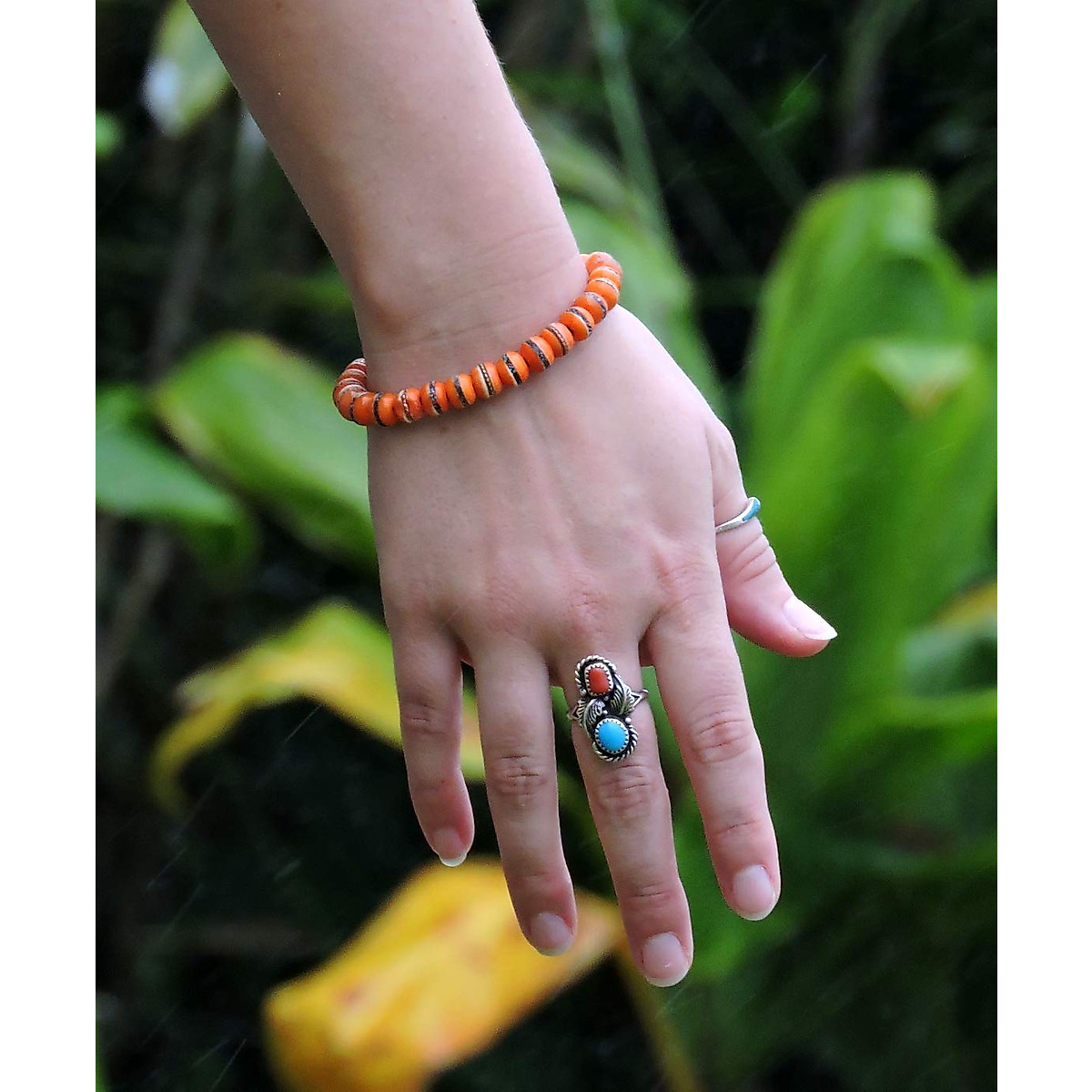 Hands Of Tibet Tibetan Prayer Mala Embedded Medicine Bracelet Yoga Healing Beads Adjustable Wrist Mala For Meditation Many Color Choices (Orange)
