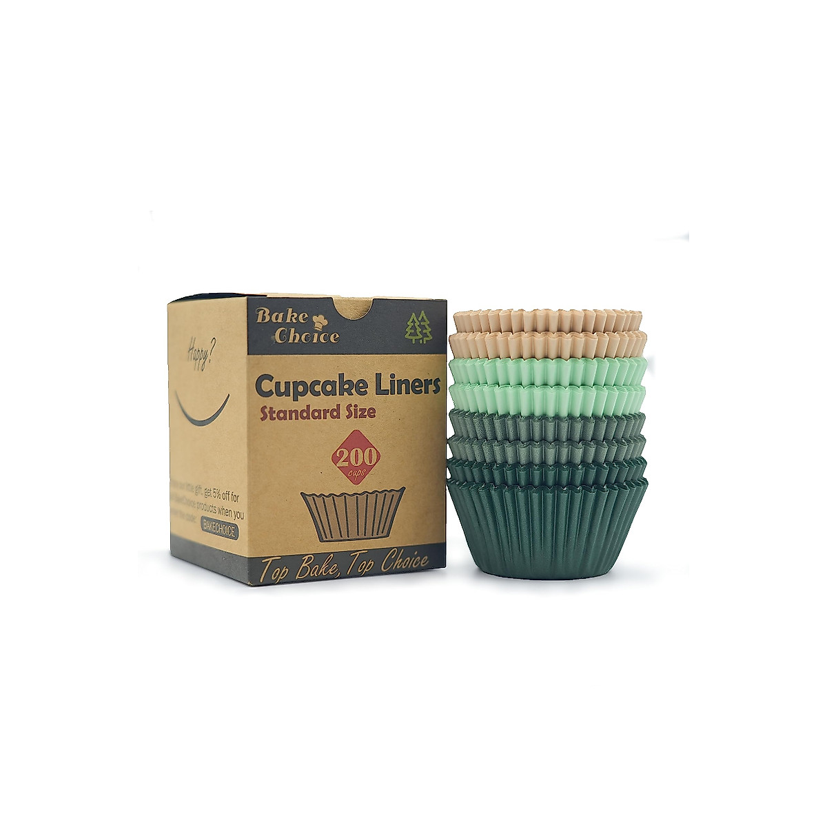Bake Choice Cupcake Liners 200 Pcs Paper Muffin Cups Standard Cupcake Wrappers, Cup Cake Paper Cup, Food Grade Paper Cupcake Liners, Greaseproof Parchment Muffin Liners Calyx Series