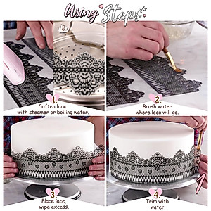 Funshowcase Large Pre-Made Ready to Use Edible Cake Lace Rose Blossom Ivory White 14-inch 10-piece Set