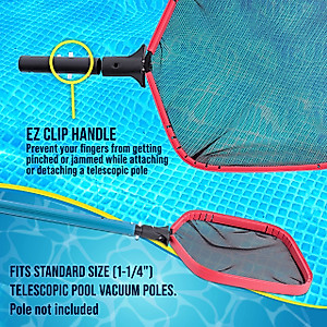 U.S. Pool Supply Professional 14" Swimming Pool Leaf Skimmer Net, Heavy Duty - Strong Reinforced Aluminum Frame for Faster Cleaning & Easier Debris Pickup and Removal