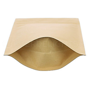 CleverDelights Kraft Stand Up Pouches - 4oz - 100 Pack - 5" x 8" x 2.5" - Resealable Bag