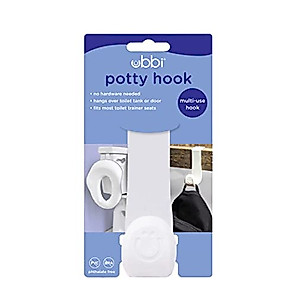 Ubbi Multi-Use Potty and Utility Hook, No Hardware Or Installation Needed, Durable and Sturdy to Hang Over Toilet Tank Or Door, White