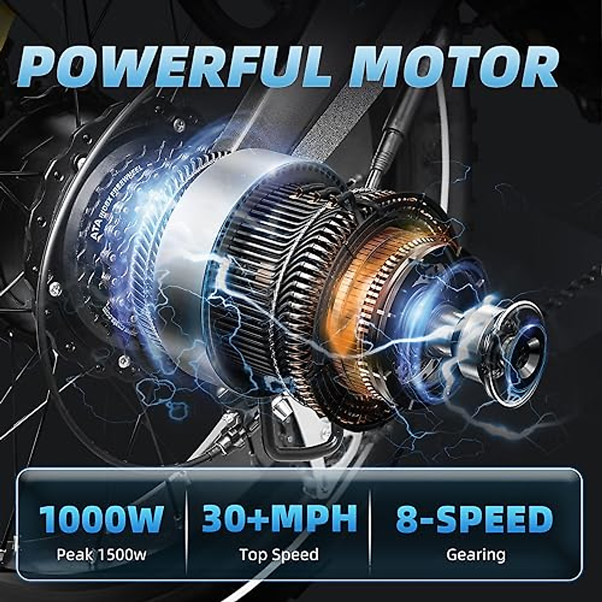 EUY Electric Bike for Adults,[Unibody Magnesium Alloy] 1000W Motor 48V 25Ah/16AH Battery Folding Electric Bicycles, 20" Fat Tire Electric Bike,Snow Beach Mountain Ebike,Full Suspension,8 Speed Gears