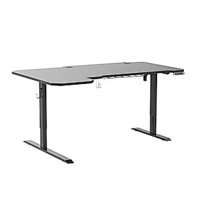 Radlove 59-Inch Large Electric Height Adjustable Computer L-Shaped Desk with Memory Controller Corner Standing Desk Modern Workstation with Splice Board Game Ergonomic Desk (Black Frame + Black Top)