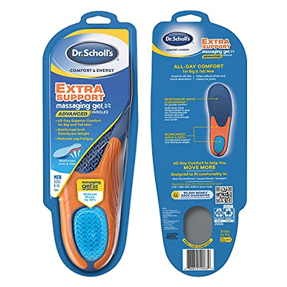 Dr. Scholl’s Extra Support Insoles Superior Shock Absorption and Reinforced Arch Support for Big & Tall Men to Reduce Muscle Fatigue So You Can Stay on Your Feet Longer (for Men's 8-14)
