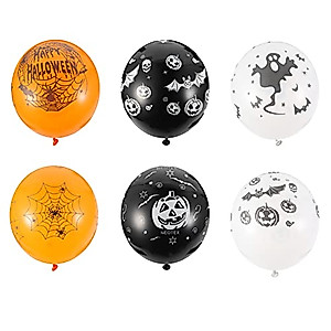jojofuny 600 pcs Decorations Halloween Happy Balloons Pumpkin Gray Black Punch Orange Web Decoration Party Unique Balloon for Random Spider Ghost Style Supplies Festival Decor Pretty Latex