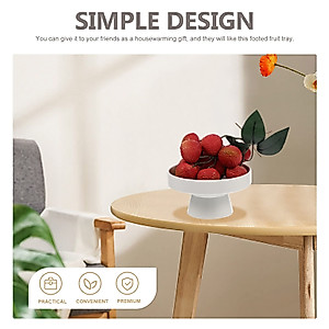 BESTonZON Footed Bowl Ceramic Pedestals Fruit Bowl Decorative Fruit Dish Holder Dessert Display Tray Cupcake Stand Snack Serving Platter Appetizer Plate for Centerpiece Table White