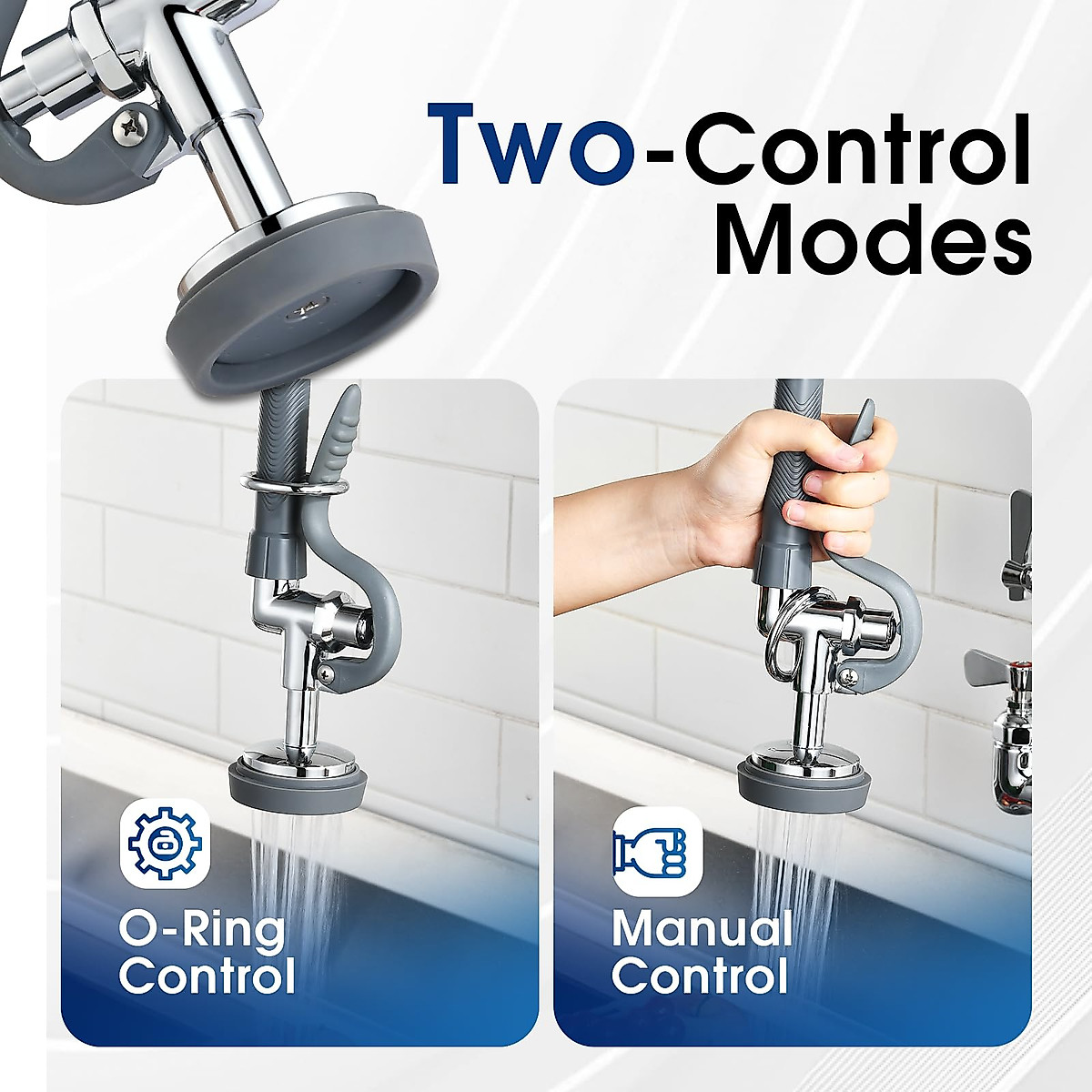 Lanceler Spray Valve with 44" Pre Rinse Hose, Pre Rinse Sprayer with Stainless-Steel Hose Replacement Kit for Commercial Kitchen Sink Faucet - Gray