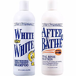 Chris Christensen Shampoo & Conditioner 16 oz Bundle - White on White Shampoo + After U Bathe Final Rinse Conditioner, Groom Like a Professional, Made in USA