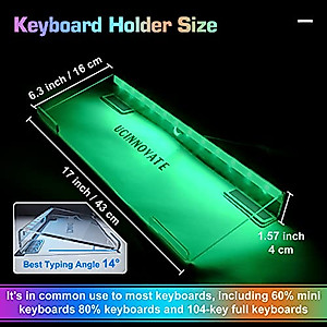 UCINNOVATE RGB Acrylic Computer Keyboard Stand, LED Backlit Keyboard Stand Tray, Gaming Keyboard USB Interface Titled Keyboard Stand for Easy Ergonomic Typing and Working Office Desk, Home, School