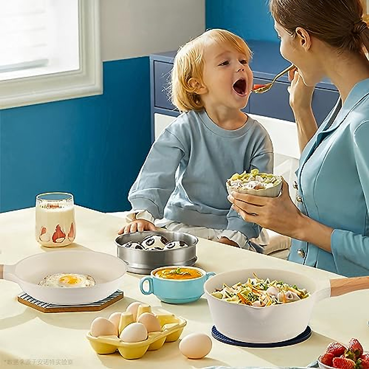 Pots and Pans Set Nonstick - YIIFEEO 3 Piece Granite Kitchen Cookware Sets 8" Non stick Frying Pan and 1.5 Qt Sauce Pan with Lid, Induction Cookware, Small Non Toxic Pans for Cooking Pasta Pot Gifts