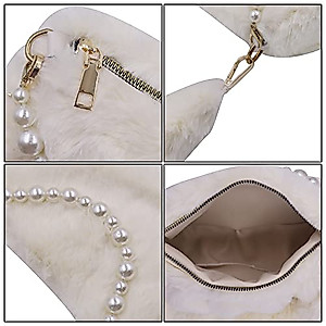 BOLLEY JOSS Fluffy Underarm Bag Elegant Fuzzy Tote Purse Plush Furry Shoulder Bag for Girls Women Autumn Winter