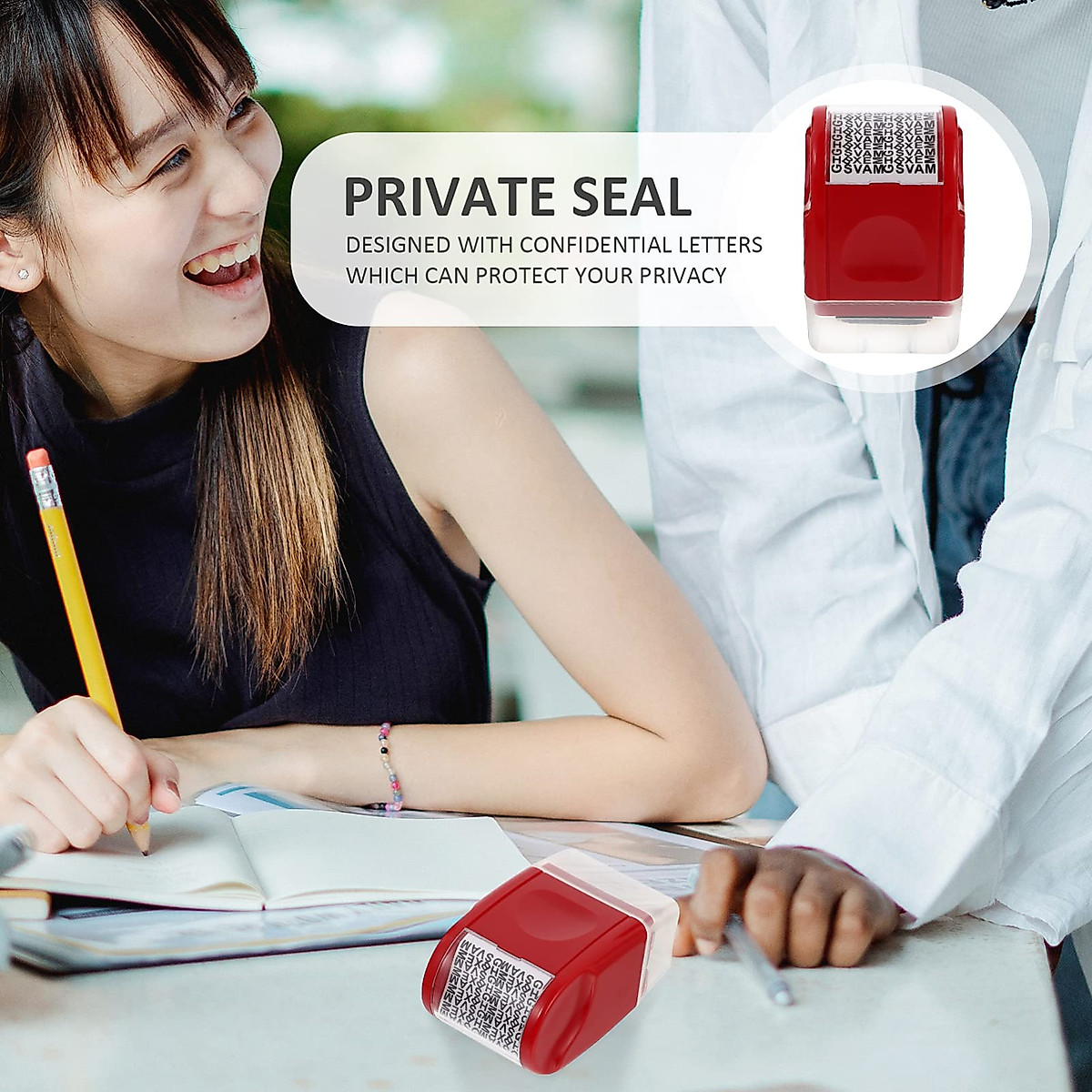Tofficu 1pc Confidentiality Seal Postage Stamps Anti Stamp Personal Information Stamp Address Blocker Stamp Paid Stamp Identity Guard Stamp Guard Your Roller Plastic Letter Opener Red