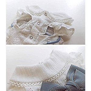 Jingmezhi Pet Cotton Embroidered Back Bowknot Hollow Out Dresses for Cat Dog Daily Clothing (S+(6.6lb~7.7lb))