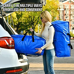 Heavy Duty Large Storage Bags, XL Blue Moving Bags for College Dorm Room Essentials, Moving Supplies Compatible with IKEA Frakta Cart, 4 Packs