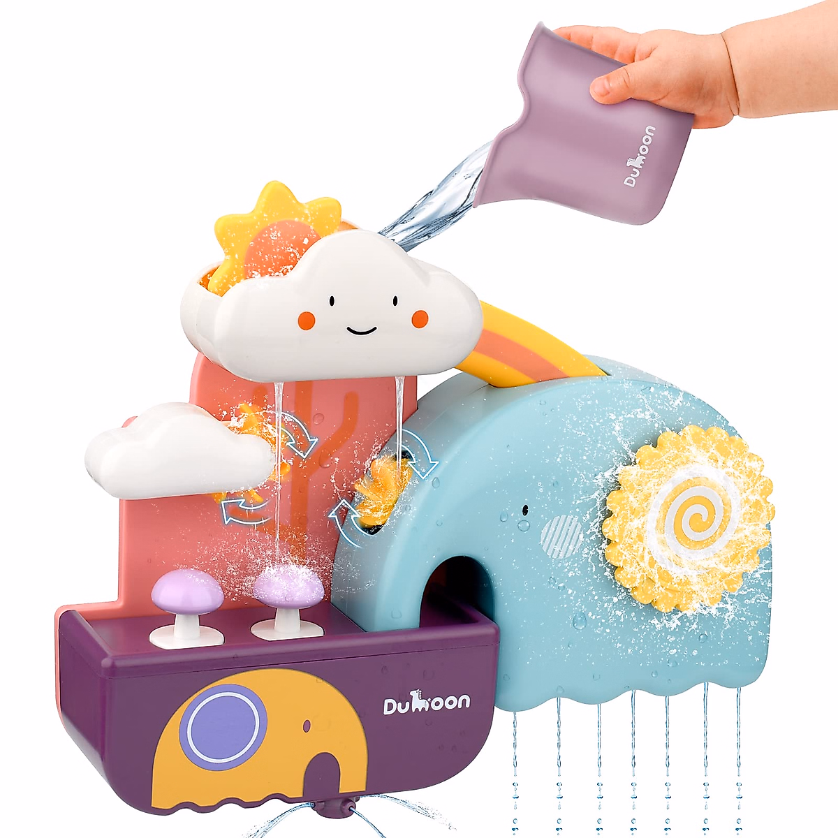 TI-TOO Baby Bath Toys, Fun Simple Physics Educational Bathtub Water Toy for Toddlers 1 2 3 + Year Old, Splash Infant Toys for Boy Girl Bath Time, Safe Colorful Skin Friendly Waterwheel Bathing Toy