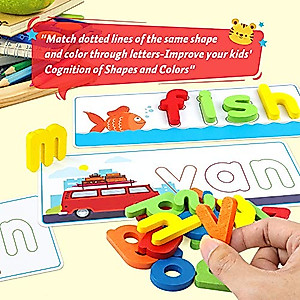 KMUYSL See & Spell Learning Educational Toys and Gift for 2 3 4 5 6 Years Old Boys and Girls - 80Pcs of CVC Word Builders, Alphabet Colors Recognition Game for Preschool Kindergarten Kids