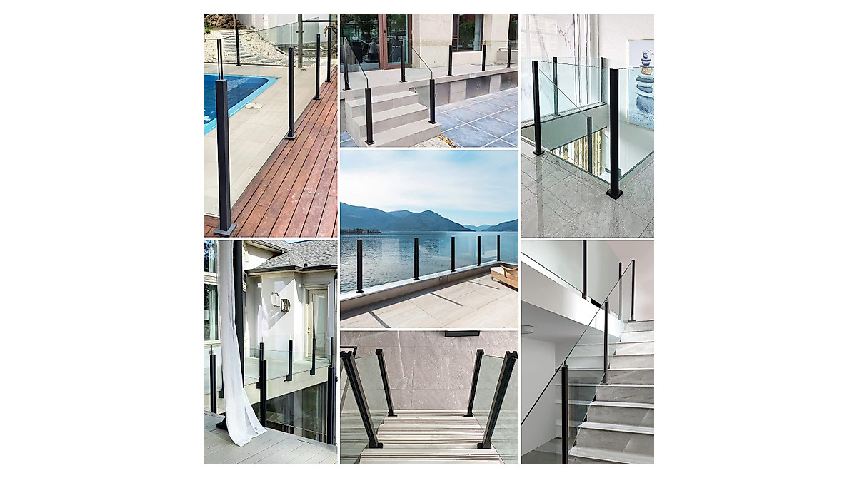 Glass Balustrade Corner Post - Stainless Steel Black Railing Post for ...