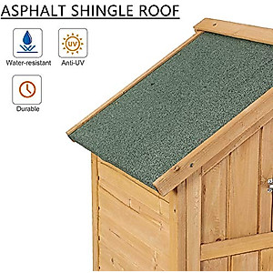 B BAIJIAWEI Garden Storage Shed - Outdoor Wooden Tool Storage Cabinet - Arrow Tool Shed Organizer Fir Wood Lockers for Home, Lawn, Yard