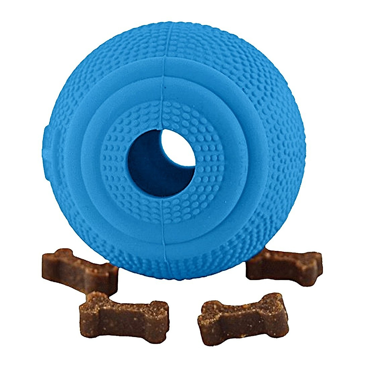 PlayfulSpirit Tricky Treat Rugby Ball: Dog Treat Dispenser - Awesome Anxiety Reliever and Boredom Breaker, Fun Fetch and Basic Puppy Training Toy (Large, Blue)