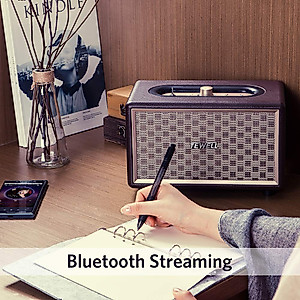 TEWELL Vintage Bluetooth Speakers with Bass Enhanced Technology, Wireless & 3.5mm Aux Input for Cellphone, AC Powered (Upgraded Version)