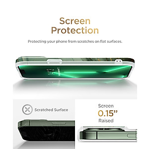 GVIEWIN for iPhone 13 Pro Case 6.1 Inch, [10FT Military Grade Drop Protection] Marble Phone Case Slim Glossy Soft TPU Shockproof Protective Cover for Women Men Phone Covers(Desert Dream/Green)