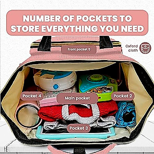 CRAWL Diaper Backpack, Bag, Waterproof Backpack, Baby Girl, Baby Boy, Back Pack, Newborn, Red, Blue, Pink, Multicolored, Backpack (Pink)