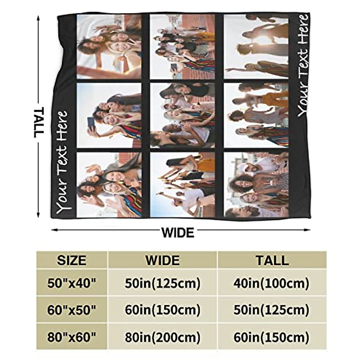 UMBOLIBOGO Custom Blanket Family Picture Personalized Photos Text Collage Customized Picture Throws Blankets for Couple Lover Adults Family Birthday