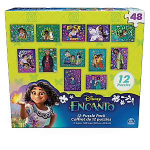 Disney Encanto, 12 Jigsaw 48-Piece Puzzle Pack Easy Quick Cartoon New Colombia-Themed Musical Movie Characters, for Kids Aged 4 and up