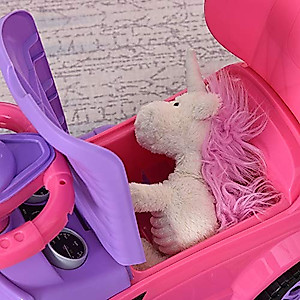 Aosom 3 in 1 Push Cars for Toddlers Kid Ride on Push Car Stroller Sliding Walking Car with Horn Music Light Function Secure Bar Ride on Toy for Boy Girl 1-3 Years Old Pink