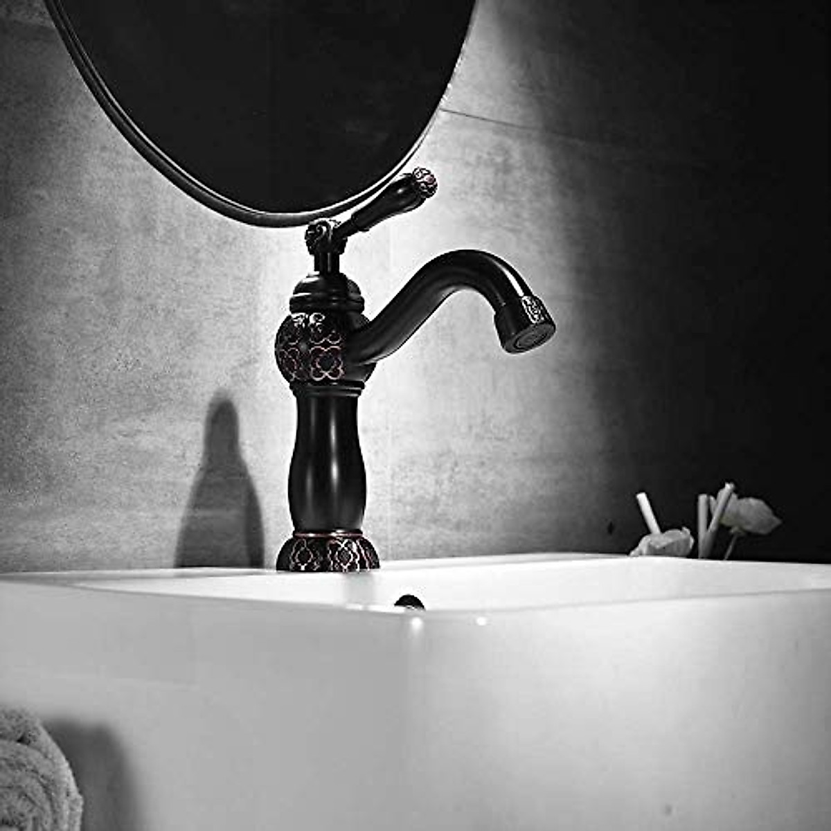 ShiSyan Y-LKUN Taps Pretty All Copper European Black Costumes Low Platform Hot and Cold Basin Faucet Bathroom Cabinet Faucet Durable