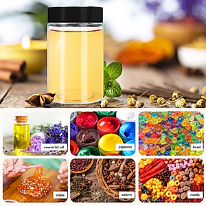 Hajoyful Plastic Jars with Lids 6OZ 42PCS,Small Cosmetic Slime Containers Clear Travel Round Jars Empty Refillable Sample Containers Leak Proof Pot with Black Lids for Lotion, Cream, Body Scrub