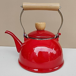 Porcelain Enameled Tea Kettle Enamel Whistle Tea Kettle Teapot with Handle for Stovetop Retro Hot Water Tea Kettle Pot Home Dorm Apartments Camping Coffee Makers (1.4L)