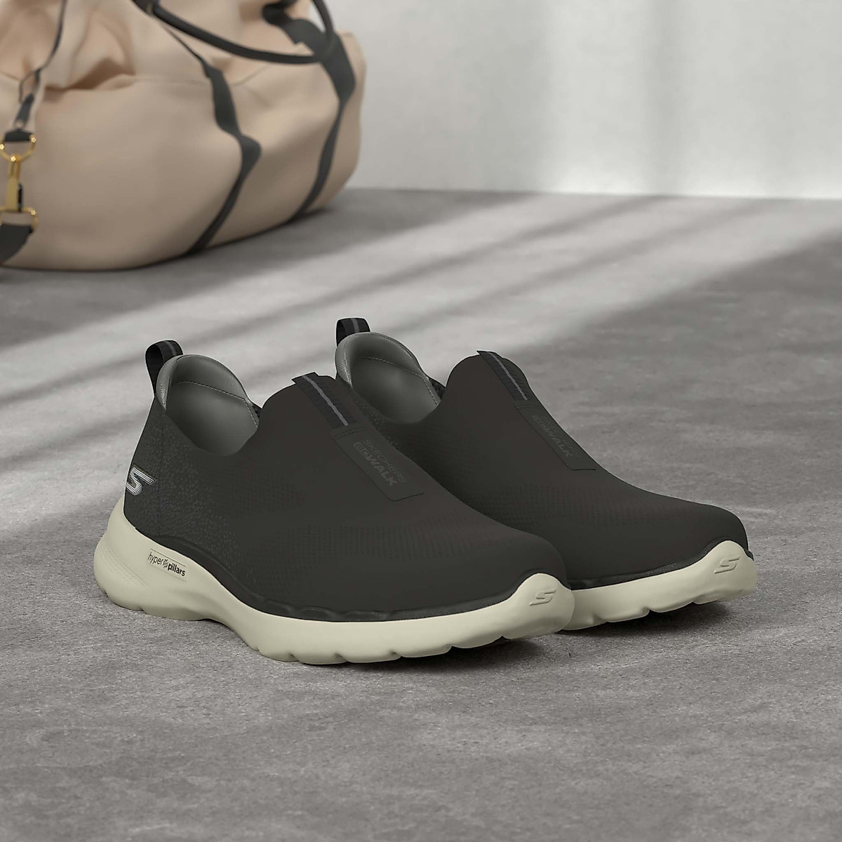 Skechers Men's Gowalk 6-Stretch Fit Slip-on Athletic Performance Walking Shoe, Black/Grey, 10