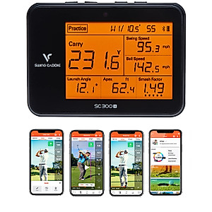 PlayBetter Swing Caddie SC300i Portable Golf Launch Monitor - Accurate Carry/Total Distance, Smash Factor, Ball Speed - Doppler Shot Tracker - Bundle with Protective Case Portable Charger