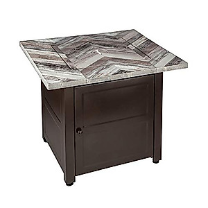 Endless Summer, The Duvall, 30" Square Outdoor Propane Fire Pit, Includes White Fire Glass, Table Insert, & Protective Cover