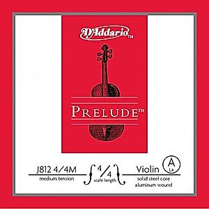 D'Addario Prelude Violin Single D String, 4/4 Scale, Medium Tension - J812 4/4M - Solid Steel Core, Warm Tone, Economical and Durable – Educator’s Choice for Student Strings