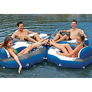 Intex 58854EP River Run Connect Inflatable Floating Lounge: Comfortable Backrest – Built-in Cup Holder – Durable Grab Handles – Easy-to-Use Connectors – 220lb Weight Capacity
