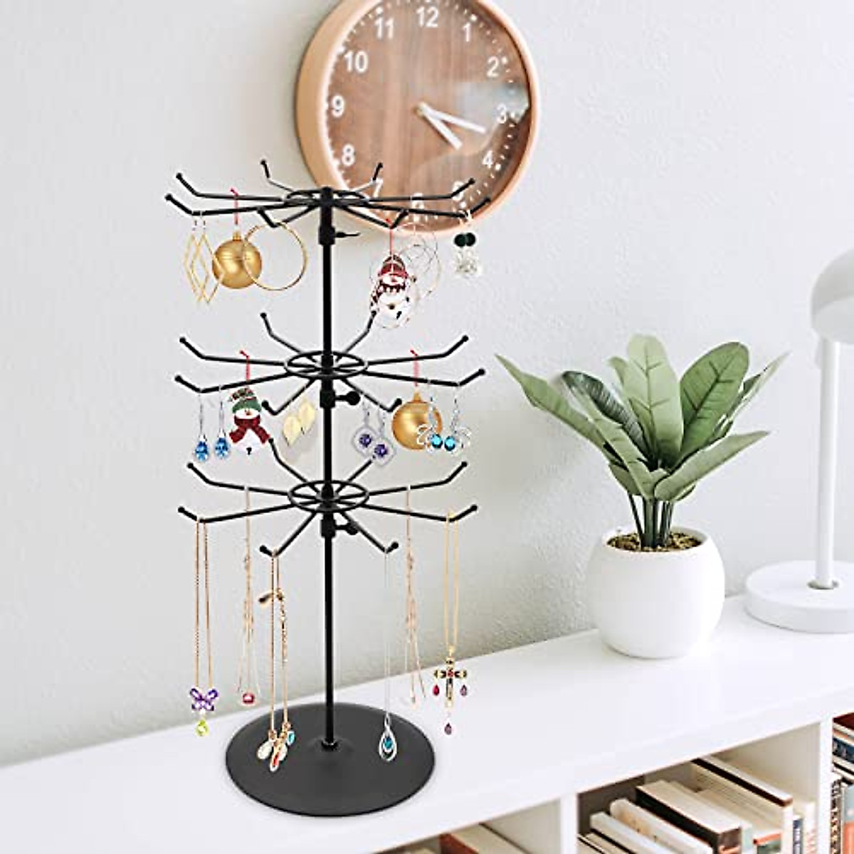 APL Display Medium Duty Adjustable Three Tier Counter Top Spinner Display Stand, Black