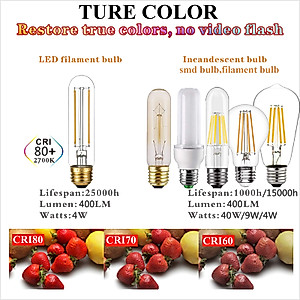 LiteHistory Dimmable E26 LED Bulb 4W Equal 40 Watt Warm White 2700K E26 Edison AC120V 400lm Tubular T9 T10 LED Light Bulb for Rustic Pendant,Chandeliers,Wall sconces 6Pack