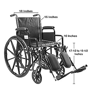 McKesson Wheelchair, Elevating Swing Away Foot Leg Rest, Desk Length Arms, 18 in Seat, 300 lbs Weight Capacity, 1 Count