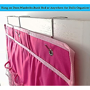 Hanging Over Door Toy Storage Organizer (24 Pockets), Compatible with Lol Omg Dolls Barbie Dolls Surprise Doll (Toys Not Included), Deeppink (57.5''x22'')