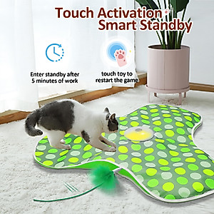 Sofolor Interactive Cat Toy, Automatic Cat Toys for Indoor Cats, Hide and Seek Cat Toy with Motion Activated, Moving Feather, Chirping, USB Rechargeable
