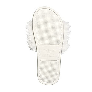 NINE WEST Women's Open Toe Fuzzy Slippers Cozy Sherpa Memory Foam Sole House Slides, Ivory, Medium, Size 7-8